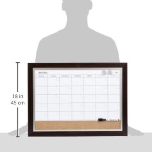 Quartet Combination Magnetic Whiteboard Calendar & Corkboard, 17" x 23" Combo Dry Erase White Board & Cork Bulletin Board, Perfect for Office, Home School Message Board, Wood Frame (22476)