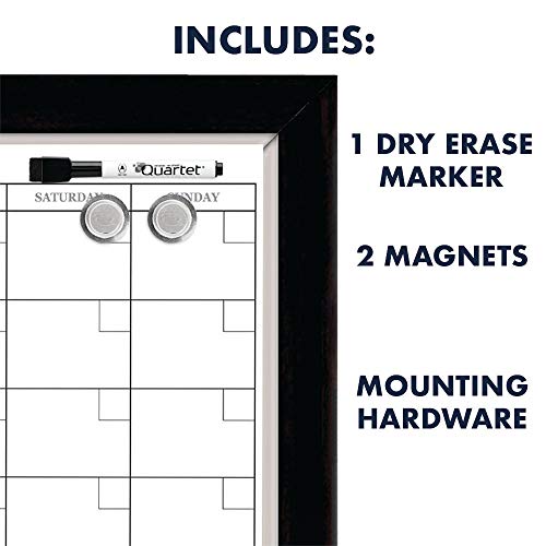 Quartet Combination Magnetic Whiteboard Calendar & Corkboard, 17" x 23" Combo Dry Erase White Board & Cork Bulletin Board, Perfect for Office, Home School Message Board, Wood Frame (22476)