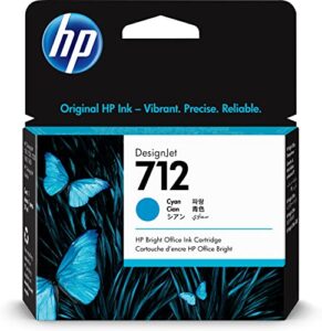 hp 712 cyan 29-ml genuine ink cartridge (3ed67a) for designjet t650, t630, t230, t210 & studio plotter printers