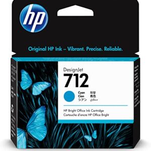 HP 712 Cyan 29-ml Genuine Ink Cartridge (3ED67A) for DesignJet T650, T630, T230, T210 & Studio Plotter Printers