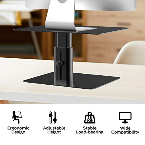 BoYata Monitor Stand, Adjustable Monitor Riser Metal Computer Stand Compatible with TV, PC, Laptop, Computer, iMac, and All Screen Display-Black