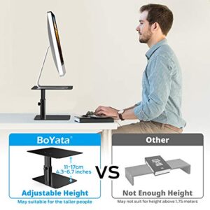 BoYata Monitor Stand, Adjustable Monitor Riser Metal Computer Stand Compatible with TV, PC, Laptop, Computer, iMac, and All Screen Display-Black