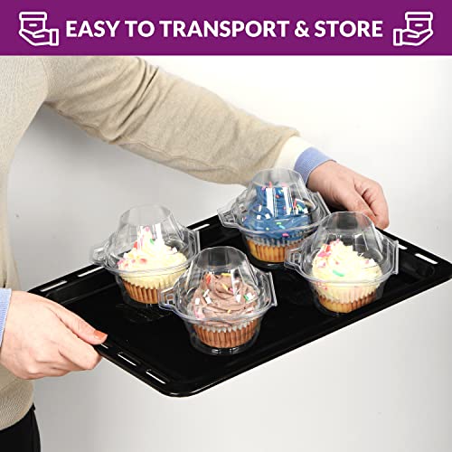 50 Pcs Individual Cupcake Containers Disposable Clear Plastic Cupcake Holders with Airtight Deep Dome Lid Stackable Single Cupcake Boxes for Home Baking Party Wedding, Cake Shop