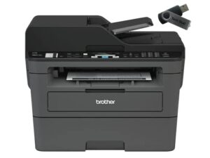 brother mfc-l27 10dw series compact wireless monochrome laser all-in-one printer, print copy scan fax, speed up to 32 ppm, auto duplex print, 2-line lcd, mobile printing, tech deal usb