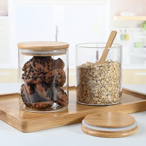 umieo Airtight Food Storage Containers with Bamboo Lids Large Glass Food Storage Jars for Coffee Bar Tea Sugar (27 FL OZ)