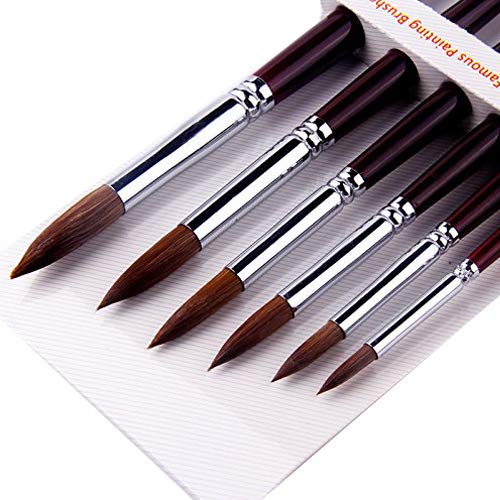 Artist Paint Brushes-Superior Sable Watercolour Brushes Round Point Tip Paint Brush Set for Watercolor Acrylic Painting Supplies