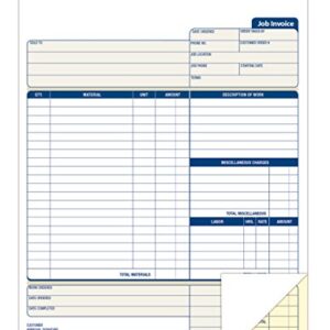 Adams Job Invoice Forms, 2-Part Carbonless, For Service and Repair Billing, 100 Individual Sets Per Pack (NC2817), White, 8-1/2 x 11Inches