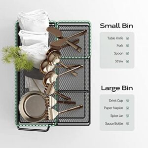 FURNINXS Utensil Caddy, Cutlery Silverware Caddy with 4 Compartments, Mesh Flatware Holder Organizer Perfect for Home, Kitchen, Countertop, Party, Camping, Outdoor and Restaurant (Black)