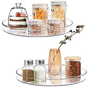 2 pack lazy susan organizer, 10.6″ clear lazy susan turntable for cabinet, plastic lazy susan cabinet organizer- kitchen pantry organization and storage