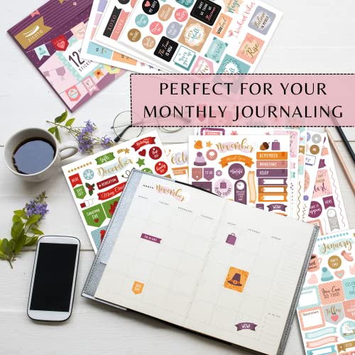 Aesthetic Monthly Planner Stickers - 1100+ Beautiful Design Accessories Enhance and Simplify Your Planner, Journal and Calendar