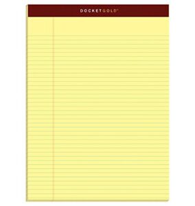 tops docket gold writing pads, 8-1/2″ x 11-3/4″, narrow rule, canary paper, 50 sheets, 6 pack (63941)