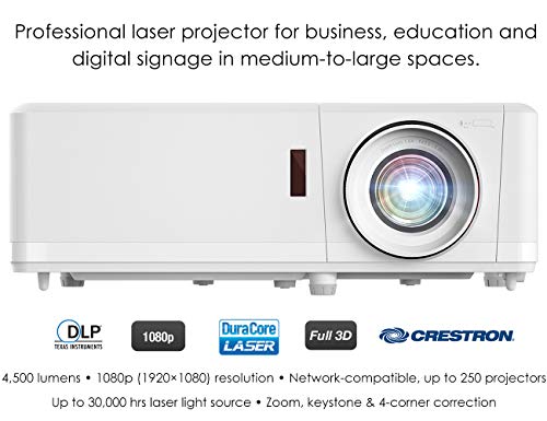 Optoma ZH406 1080p Professional Laser Projector | DuraCore Laser Light Source Up to 30,000 Hours | Crestron Compatible | 4K HDR Input | High Bright 4500 lumens | 2 Year Warranty White