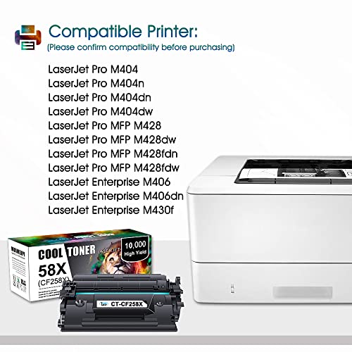 Cool Toner Compatible Toner Cartridge Replacement for HP 58A CF258A 58X CF258X Toner HP Pro M404n M404dn MFP M428fdw M428fdn M404dw M428dw M404 M428 M304 Printer Toner Ink (Black 2-Pack)