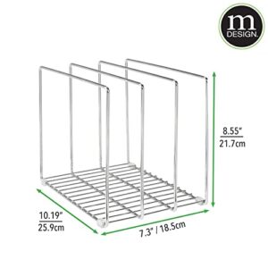 mDesign Metal Wire Organizer Rack for Kitchen Cabinet, Pantry, Shelves - Organizer Holder, 3 Slots for Skillets, Frying Pans, Lids, Cutting Boards, Vertical or Horizontal Placement - Chrome