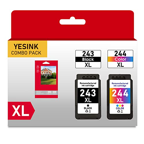 PG 243 CL 244 XL Ink Cartridges,Black and Color Combo Pack, Remanufactured Ink Cartridge Replacement for Canon PG243 CL244 XL Compatible for TS3122 MX492 MG2522 MG2922 MG2420 TR4520 Printer