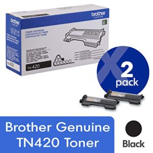 brother genuine tn420 2-pack standard yield black toner cartridge with approximately 1,200 page yield/cartridge