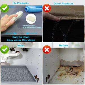 Under Sink Mat for Kitchen, 34"x22" Silicone Waterproof Under Sink Shelf Liner, Flexible Sink Cabinet Organizer Tray, Hold up to 3.3 Gallons Liquid, Sink Protector Tray with Drain Hole Easy to Clean