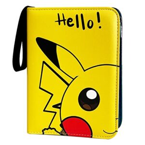 card binder for poke cards binder 4-pocket , 440 pockets trading card games collection binder with sleeves (yellow)