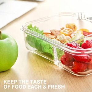 Bayco 10 Pack Glass Meal Prep Containers 2 Compartment, Glass Food Storage Containers with Lids, Airtight Glass Lunch Bento Boxes, BPA-Free & Leak Proof (10 lids & 10 Containers) - Grey