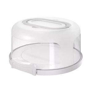 top shelf elements round cake carrier two sided cake holder serves as five section serving tray, portable cake stand fits 10 inch cake, cake box comes with handle, cake container holds pies (white)