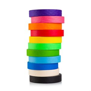 craftzilla colored masking tape – 11 extra large rolls – 1,815 feet x 1 inch of colorful craft tape – vibrant rainbow color teacher tape – great for art, lab, labeling & classroom decorations