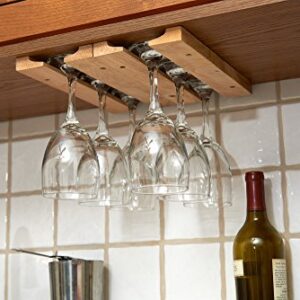 Fox Run Mounted Under-Cabinet Wooden Wine Glass Holder Rack, 11 x 7 x 0.75 inches, Brown