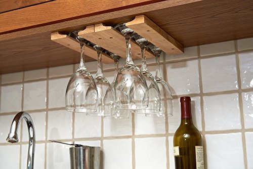 Fox Run Mounted Under-Cabinet Wooden Wine Glass Holder Rack, 11 x 7 x 0.75 inches, Brown