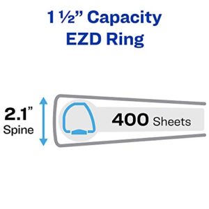 Avery Durable View 3 Ring Binder, 1-1/2 Inch EZD Rings, 1 White Binder (09401)