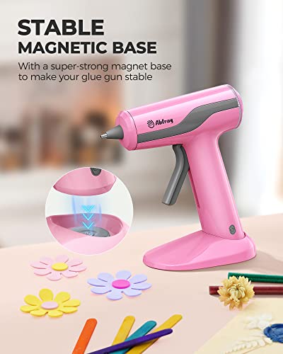 Cordless Hot Glue Gun Kit, Fast Preheating Glue Gun with 30 Pcs Glue Sticks and 50 Colored Wooden Craft Sticks, Smart Power-Off Hot Melt Glue Gun with Carrying Bag