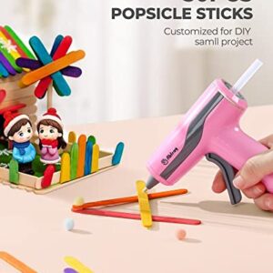 Cordless Hot Glue Gun Kit, Fast Preheating Glue Gun with 30 Pcs Glue Sticks and 50 Colored Wooden Craft Sticks, Smart Power-Off Hot Melt Glue Gun with Carrying Bag