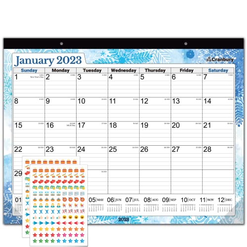 CRANBURY Large Deskpad Calendar 2023 - (Seasons) 17x22", Big 2023 Calendar 22x17, Large Desk Calendar or Wall Calendar, Colorful Monthly Designs, Includes Stickers