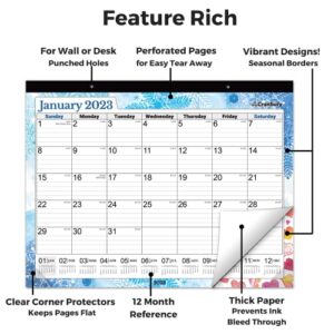 CRANBURY Large Deskpad Calendar 2023 - (Seasons) 17x22", Big 2023 Calendar 22x17, Large Desk Calendar or Wall Calendar, Colorful Monthly Designs, Includes Stickers