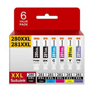 ts8322 ink cartridges replacement for canon ink 280 281 pgi-280xxl cli-281xxl 280xxl 281xxl compatible use to canon ts8222 ts8322 ts8200 ts8220 ts8300 ts8100 ts9120 ts9100 ts8320 ts8120 (6 value pack)