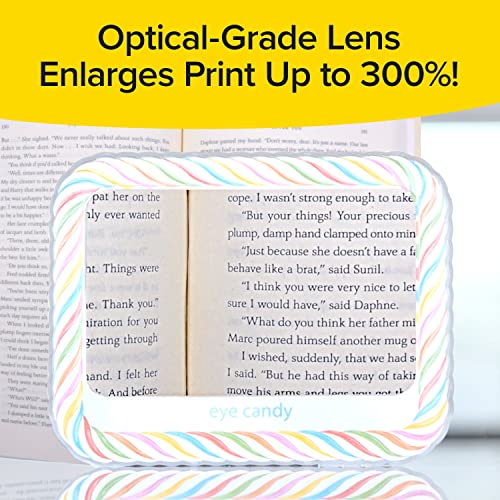 Eye Candy AS-SEEN-ON-TV Full Page Book Magnifier and Light to See Pages 3X Bigger, Optical Grade, Anti-Glare Page Magnifier & Book Light with Dimmable Brightness, 4 Pack