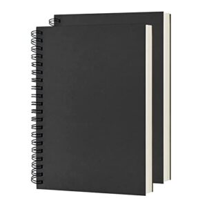 dstelin blank spiral notebook, 2-pack, soft cover, sketch book, 100 pages / 50 sheets, 7.5 inch x 5.1 inch, 100gsm, (black)