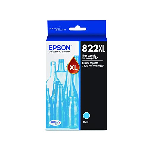 EPSON T822 DURABrite Ultra Ink High Capacity Cyan Cartridge (T822XL220-S) for Select Epson Workforce Pro Printers