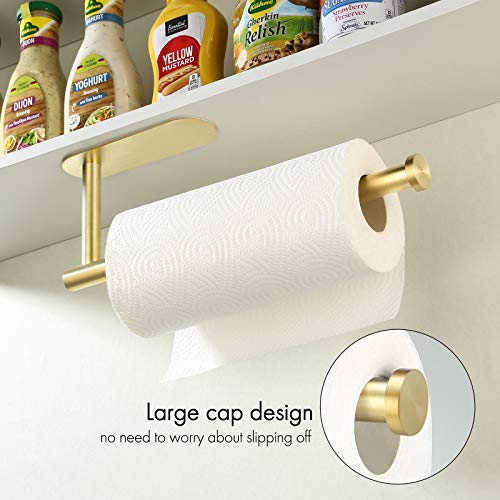 KES Gold Paper Towel Holder Under Cabinet Mount Adhesive Paper Towel Roll Holder for Kitchen Stick on Wall SUS 304 Stainless Steel, A7170S30-BZ