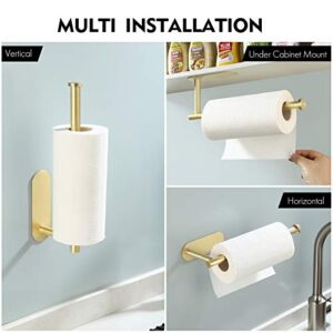 KES Gold Paper Towel Holder Under Cabinet Mount Adhesive Paper Towel Roll Holder for Kitchen Stick on Wall SUS 304 Stainless Steel, A7170S30-BZ