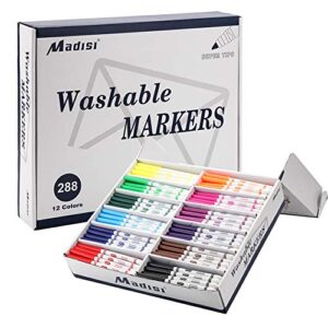 madisi washable markers, super tips markers, assorted colors, classroom bulk pack, 288 count