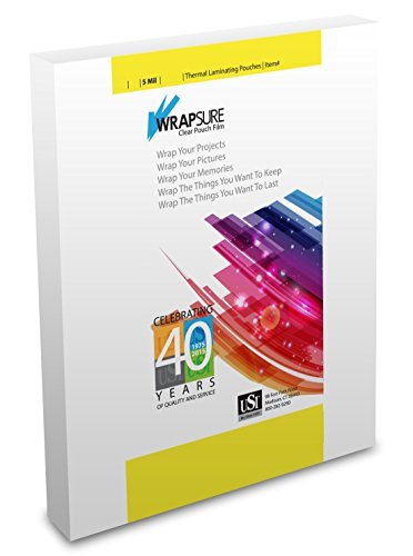 USI WrapSure Thermal (Hot) Laminating Pouches/Sheets, Legal Size, 5 Mil Thick, 9 x 14.5 Inches, Clear Gloss, 100-Pack