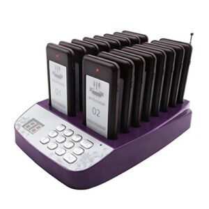 daytech restaurant pager system paging buzzer system beepers wireless rechargeable calling system for restaurant hotels food truck cafe shop clinic with 16 coaster pagers