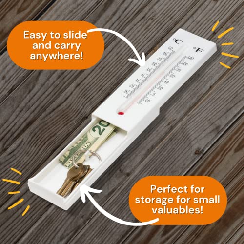 Thermometer Decorative Hide a Key Diversion Hidden Compartment- Secret Hidden Storage - Key Hider Outdoor - Hidden Compartment Container for Coins, Money and Keys