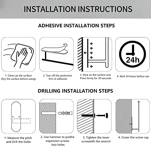 Paper Towel Holder Under Cabinet, Wall Mount Paper Towel Roll Holder, Both Perforated and Self Adhesive Installations (Matte Black)