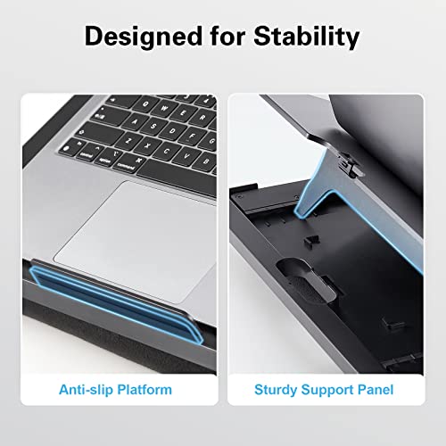 Adjustable Lap Desk - with 6 Adjustable Angles, Detachable Mouse Pad, & Dual Cushions Laptop Stand for Car Laptop Desk, Work Table, Lap Writing Board & Drawing Desk on Sofa or Bed by HUANUO