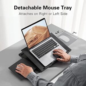 Adjustable Lap Desk - with 6 Adjustable Angles, Detachable Mouse Pad, & Dual Cushions Laptop Stand for Car Laptop Desk, Work Table, Lap Writing Board & Drawing Desk on Sofa or Bed by HUANUO