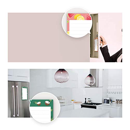 5 Pack Magnetic Notepads for Fridge with Pen Holder, Full Magnet Back Notepad, to Do List, Grocery Shopping, Summer Theme, 6" x 3", 50 Sheets, Magnet Memo Pad for Fridge, Locker, File Cabinet, etc