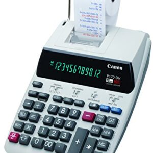 Canon Office Products 2204C001 Canon P170-DH-3 Desktop Printing Calculator with Currency Conversion, Clock & Calendar, and Time Calculation, Black/White/Silver, 14.60 Inch x 9.60 Inch x 3.00 Inch