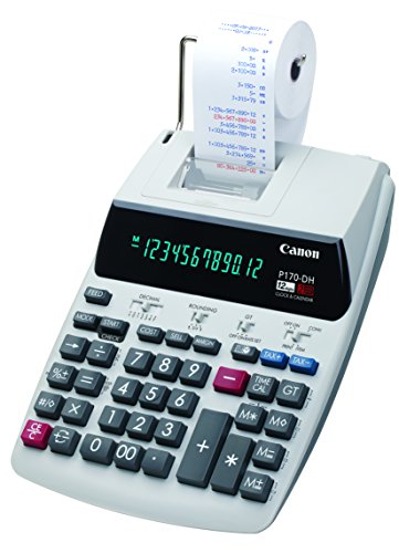 Canon Office Products 2204C001 Canon P170-DH-3 Desktop Printing Calculator with Currency Conversion, Clock & Calendar, and Time Calculation, Black/White/Silver, 14.60 Inch x 9.60 Inch x 3.00 Inch