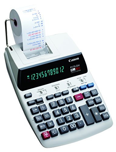 Canon Office Products 2204C001 Canon P170-DH-3 Desktop Printing Calculator with Currency Conversion, Clock & Calendar, and Time Calculation, Black/White/Silver, 14.60 Inch x 9.60 Inch x 3.00 Inch