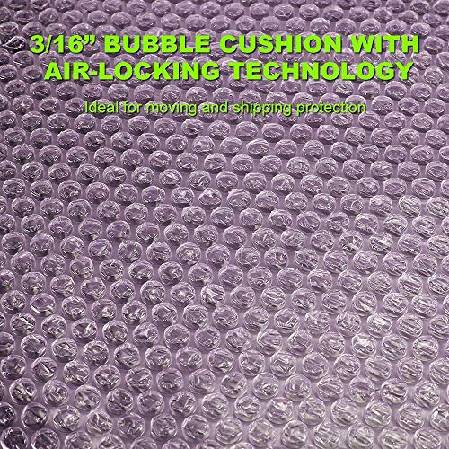 Offitecture Bubble Cushioning Wrap Roll, 3/16” Air Bubble, 12 Inch x 36 Feet, Perforated Every 12”, 10 Fragile Stickers Included